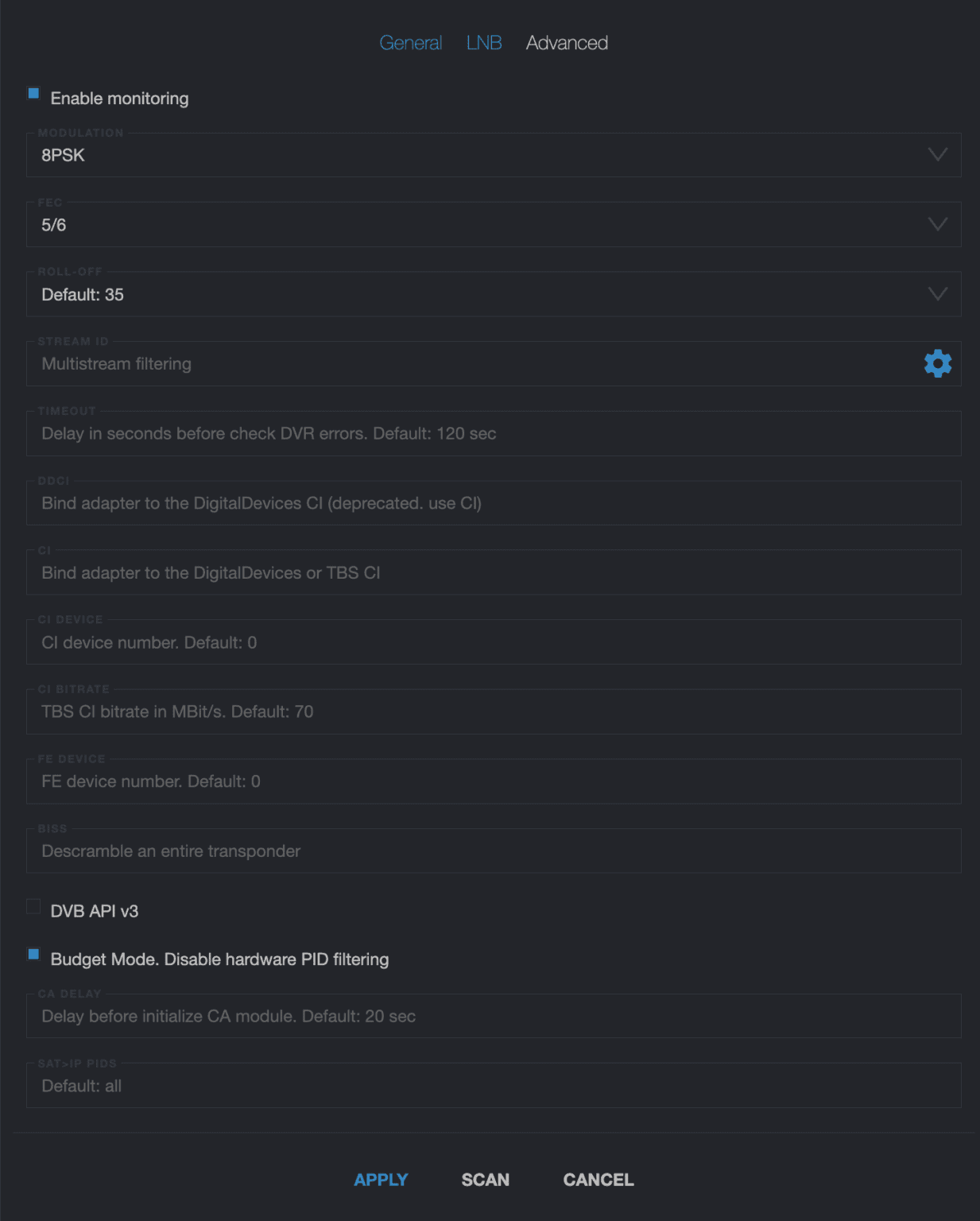 5. Scan for services by pressing the SCAN button.